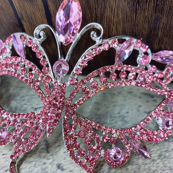 Accessories | Pink Masquerade Mask Crystal Mask Rhinestone Venetian ...